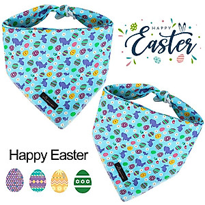 ARING PET Easter Dog Bandana-Cute Easter Eggs Dog Bandana, Cotton Rabbit Dogs Scarf Triangle Bibs for Small to Large Boy Girl Dogs and Cats