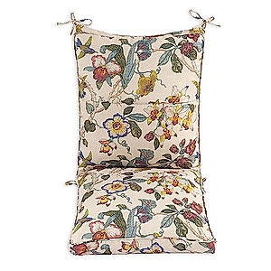 Set of 4 Outdoor Dining Chair Cushions, Comfort Patio Seating Cushions, 44 x21x4.5 inch, Single Welt and Zipper, Khaki Floral Essence