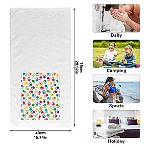 Oyihfvs Paint Hand Prints Colorful Seamless Pattern with Handprints 1 PC 100% Cotton Soft Towel, Face Towel, Highly Absorbent Bath Towels, Hand Towel Washcloth for Men Women Bathroom Beach Hotel