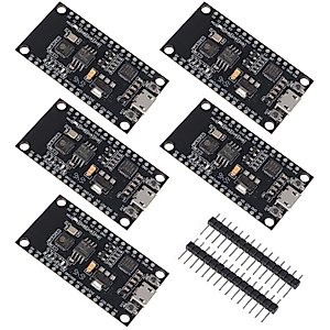 AITRIP 5 PCS NodeMcu Lua CP2102 NodeMCU V3 Lua WiFi Module Integration of ESP8266 + Extra Memory 32M Flash, USB-Serial CP2102 for Arduino