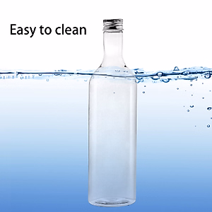 WUWEOT 12 Pack Plastic Wine Bottles, 750ml Clear Empty Bordeaux-Style Liquor Bottles with Screw Lid and Shrink Capsules Caps