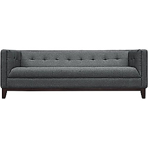 Modway Serve Modern Tuxedo Sofa With Upholstered Tufted Fabric in Gray