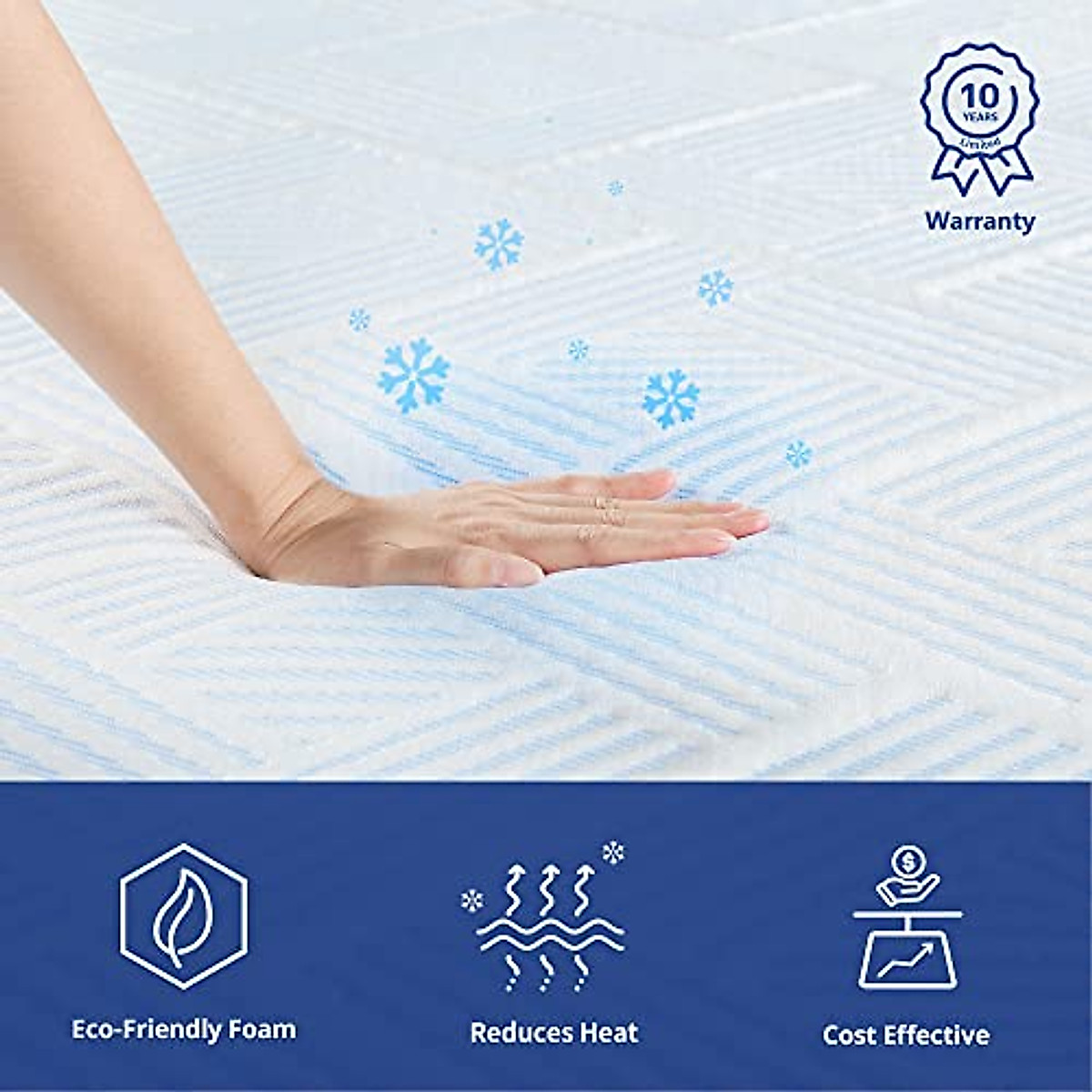 Olee Sleep 10 Inch Cool Silk Gel Memory Foam Mattress, Full