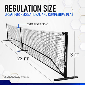 JOOLA Essentials Pickleball Net - Regulation Height 36" at Posts & 34" at Center, USAPA Recommended 22' Length - Steel Frame & Durable Net, Portable Pickleball Net Includes Carry Bag