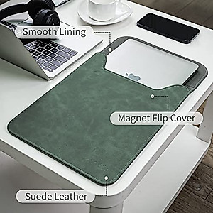 Allinside 13" Laptop Sleeve Compatible with MacBook Air 13 2018-2020 (A1932 A2179 A2337 M1)/ MacBook Pro 13 2016-2020 (A2338 M1 A2251 A2289 A2159 A1989 A1706 A1708), Synthetic Leather, Dark Green