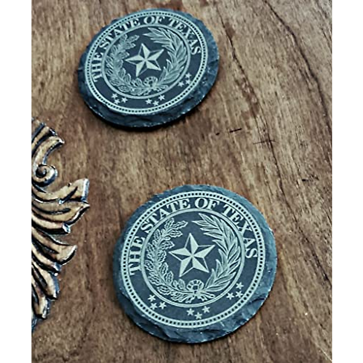 Texas State Seal, Texan Gifts, HANDCRAFTED Texas Lonestar Coasters, Wedding Gift, Texan Coasters, 4" Texas State Seal Coasters, Set of 4