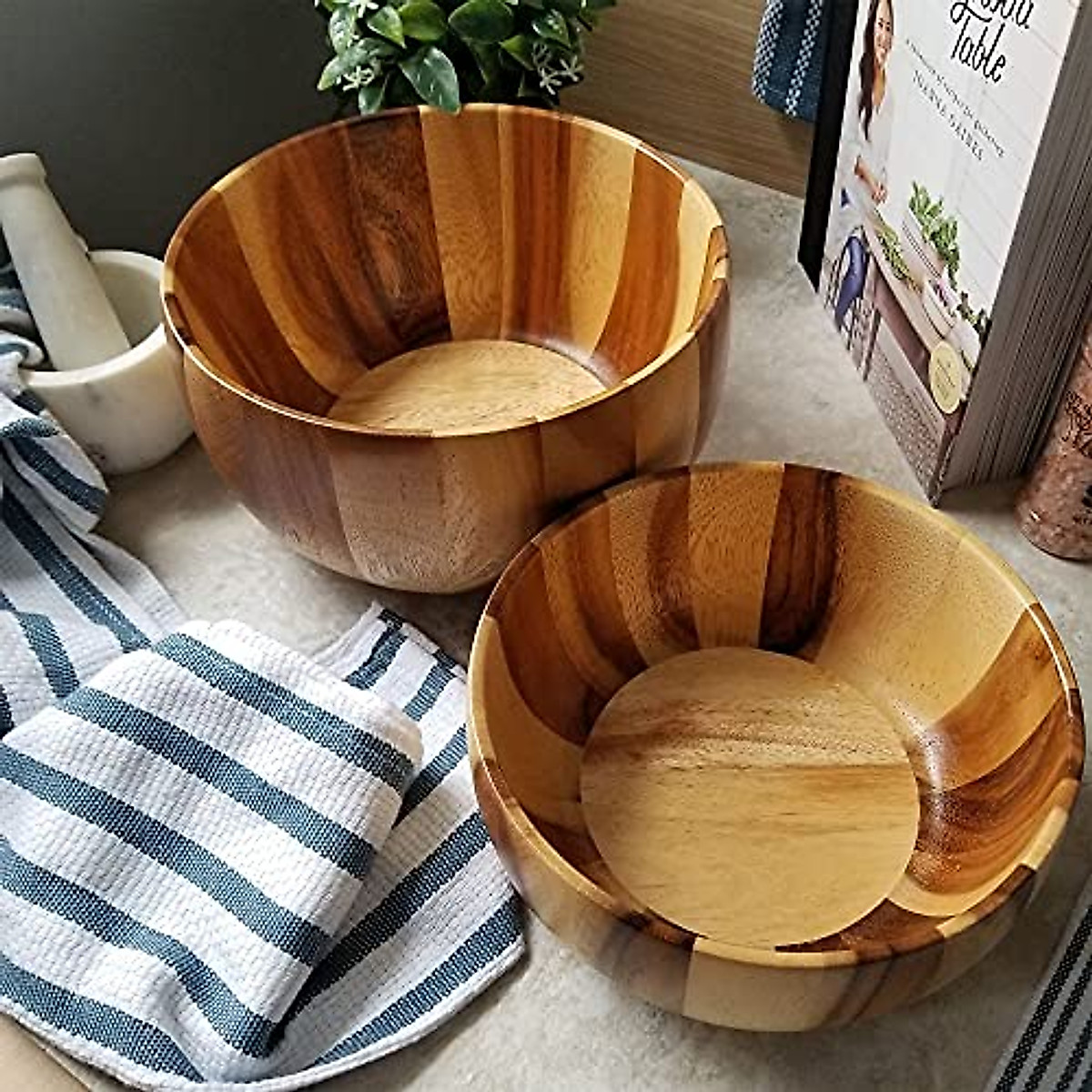 Lipper International 1269 Acacia Sunburst Bowl, Salad-for-Two, 9", Single Bowl