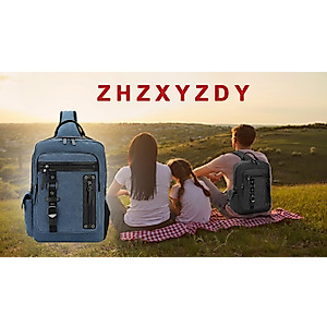 ZHZXYZDY Vintage Canvas Messenger Bag, Laptop Crossbody Bag, Men's Crossbody Bag, Lightweight Canvas Single Shoulder Bag, Travel Crossbody Bag, Suitable for 15.6" Laptop, Casual Travel, Cycling
