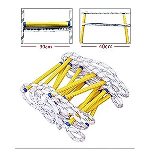 SUTON Emergency Fire Escape Ladder Flame Resistant Safety Rope Ladder with Hooks Fast to Deploy & Easy to Use Compact & Easy to Store Withstand Weight up to 2000 pounds (13ft)