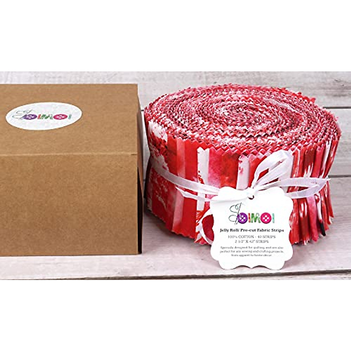 Soimoi 40Pcs Tie Dye Print Cotton Precut Fabrics for Quilting Craft Strips 2.5x42inches Jelly Roll - Red