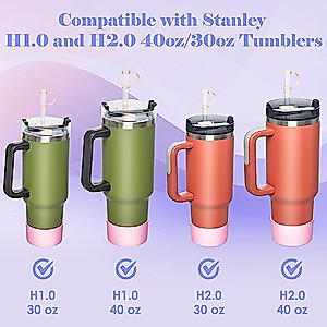 10 Pack Colorful Replacement Straws Compatible with Stanley 40oz Cup Tumbler, 4PCS Silicone Spill Proof Stoppers and Silicone Boot