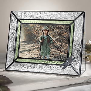 J Devlin Pic 107-46H Dragonfly Picture Frame Tabletop 4x6 Horizontal Photo Frame Sage Green Stained Glass
