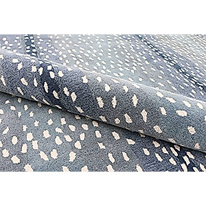 Wallard Design Antelope Cheetah Blue Animal Contemporary Handmade 100% Woolen Area Rugs & Carpets (6'x9')