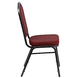 Flash Furniture HERCULES Series Crown Back Stacking Banquet Chair in Burgundy Patterned Fabric - Silver Vein Frame