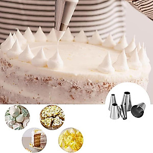 Hendiy 5 psc/set Large Round Piping Tip, Stainless Steel Professional Baking Decoration Tools for Cake Cookies Decorating,Pastry Fondant