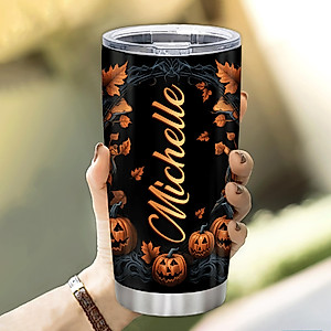 Hyturtle Personalized Owl Lovers Tumbler - Owls Print Custom Name Stainless Steel Coffee Tumbler 20 oz With Lid - Idea Owl Lover, Animal Lover Gifts For Women, Mom, Daughter For Birthday, Christmas