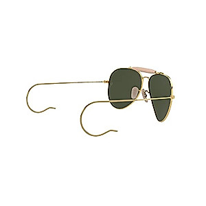 Ray-Ban RB3030 Outdoorsman I Aviator Sunglasses, Polished Gold/G-15 Green, 58 mm