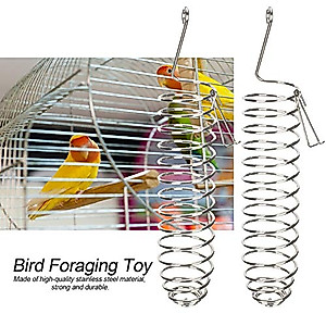 2Pcs Parrot Food Holder, Bird Feeder Toy Small Animal Fruit Holder Stainless Steel Vegetable Skewer Foraging Hanging Feed Tool for Parrots Cockatoo Cockatiel