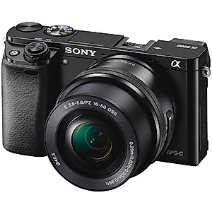 Sony Alpha a6000 Mirrorless Camera with 16-50mm Lens Black with Soft Bag, Additional Battery, 64GB Memory Card, Card Reader, Plus Essential Accessories