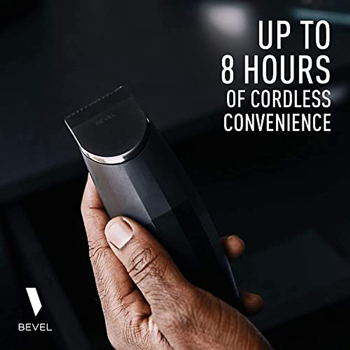 Bevel Beard Trimmer for Men - Black Edition Cordless Trimmer, 8 Hour Rechargeable Battery Life, Tool Free Adjustable Zero Gapped Blade, Barber Supplies, Mustache Trimmer