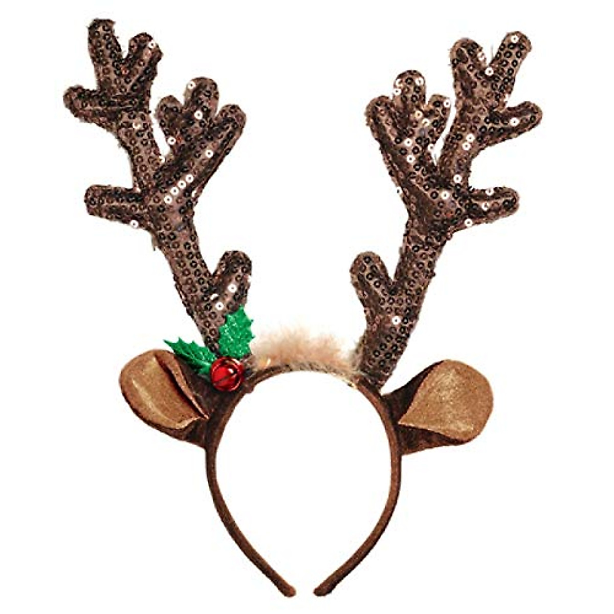 amscan Reindeer Antlers Sequined Headband | 15" x 14" | 1 Pc, Brown