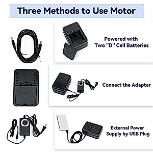 Skyflame Shish Kabob Skewers Set with Adjustable Speed Electric Motor, Stainless Steel Adjustable Length Automatic Rotating Rotisserie BBQ Grill Rack Kit with 10pcs Skewers for Most Grills