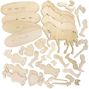 Baker Ross FE277 Knight Woodcraft Kits - Pack of 4, Wooden Crafts for Children to Decorate and Display, Kids Educational Activity