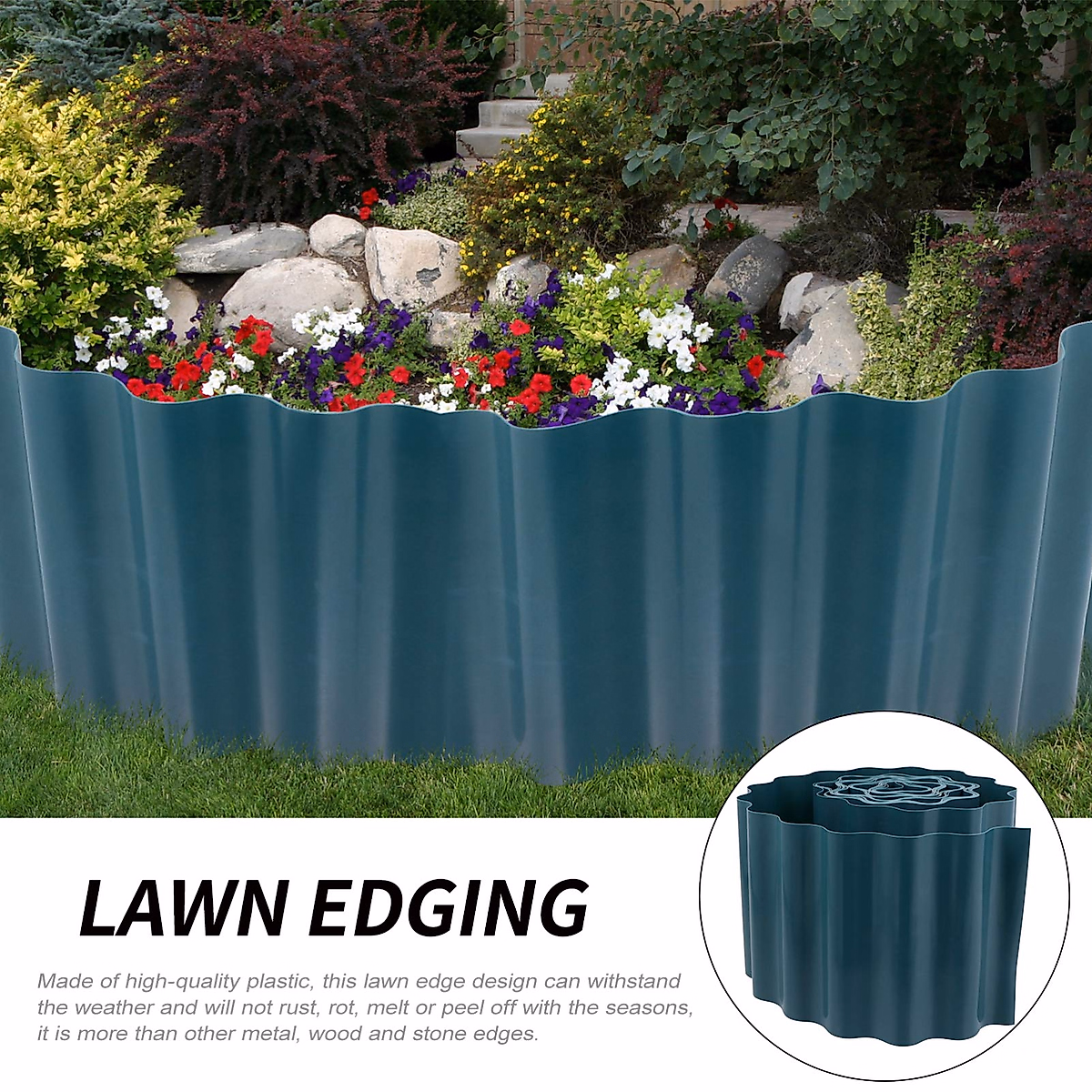 Yardwe 3rolls Panels Grass Fences Corrugated Decoration Ripple Borders Planting Plant Home Mxcm Tree Plastic for Flowerbeds Edging Stones Bed Edgings Flexible Stop Root Plants