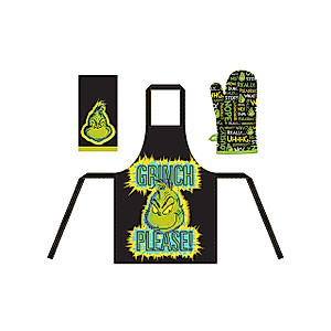Bioworld Dr. Seuss The Grinch Please Kitchen Textile Apron Set of 3