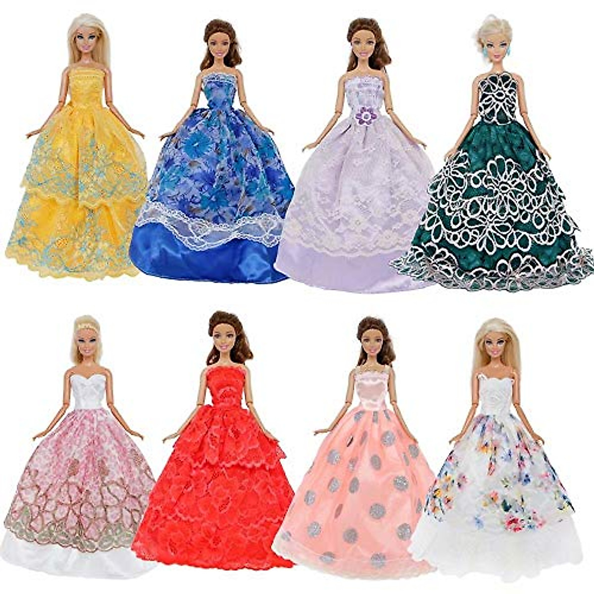 GIETIOS 5Pcs Handmade Clothes Dress for Doll Wedding Party Dresses Gown Outfit Costume Suit for 11.5 inch Dolls Random Style