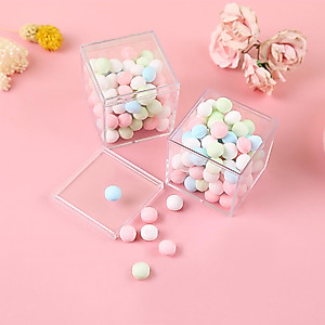 4.7/4/3.3/3/2.5 inch Clear Acrylic Box with Lid, Jewelry Display Box, Plastic Square Cube Decorative Storage Boxes for Candy Pill and Tiny Jewelry, Artwork Display