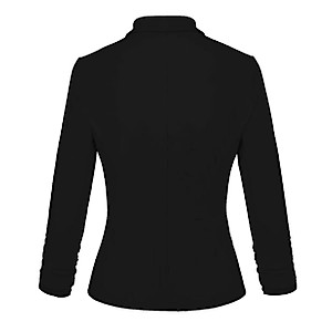 Hybrid & Company Womens Lightweight Casual Work Office Stretch Ponte Cardigan Blazer Jacket JK1131 Black Medium
