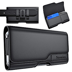 Stronden Holster for Samsung Galaxy S24+ Plus, S23+ Plus, S23 FE, S22 Plus, S22 FE, S21 Plus, S20 Plus, S21 FE, S20 FE, S10 Plus - Leather Belt Case with Belt Clip/Loop (Fits Slim Case Only)