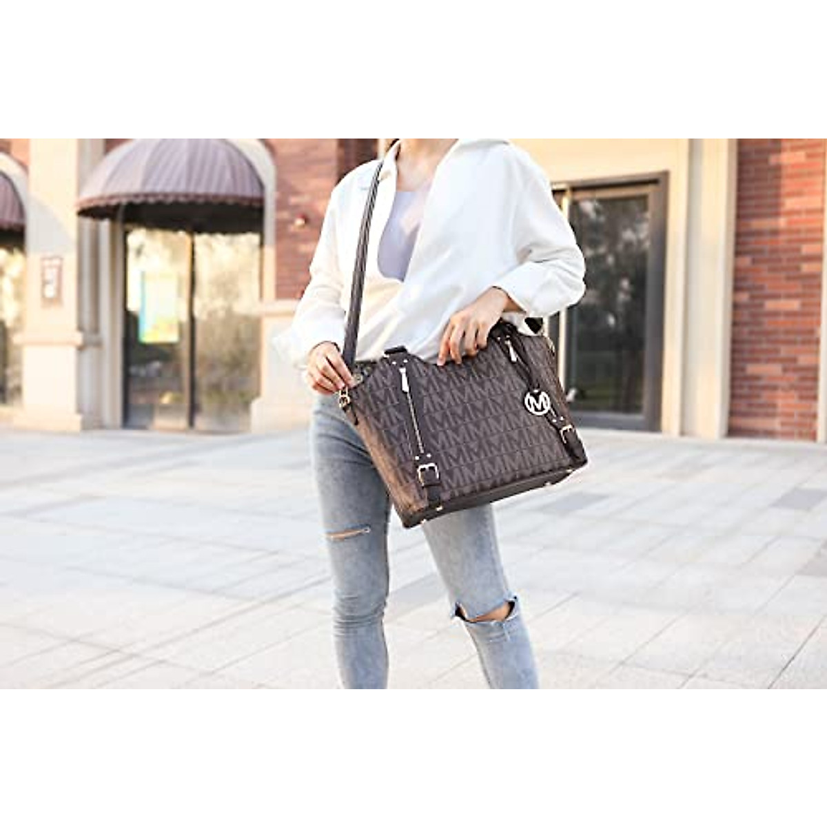 MKF Collection Crossbody Tote Bag for Women - PU Leather Top-Handle Satchel Shoulder Handbag