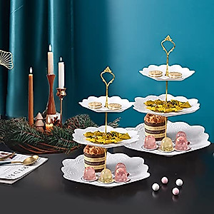 3 Pcs 3-Tier Cupcake Stand Fruit Plate Cakes Stand Tower for Halloween Wedding Home Birthday Tea Party Serving Platter (Hexagon)