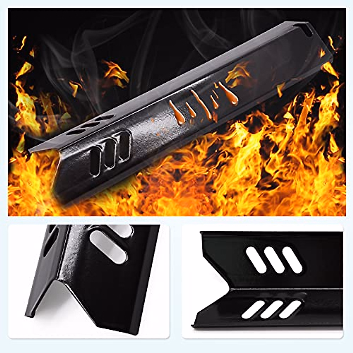 Criditpid Porcelain Grill Heat Shields Replacment for Dyna-Glo DGF510SBP, DGF493BNP, Barbeque Grill Heat Plates for Backyard Grill Replacement Parts BY15-101-001-02, BY13-101-001-13, GBC1460W