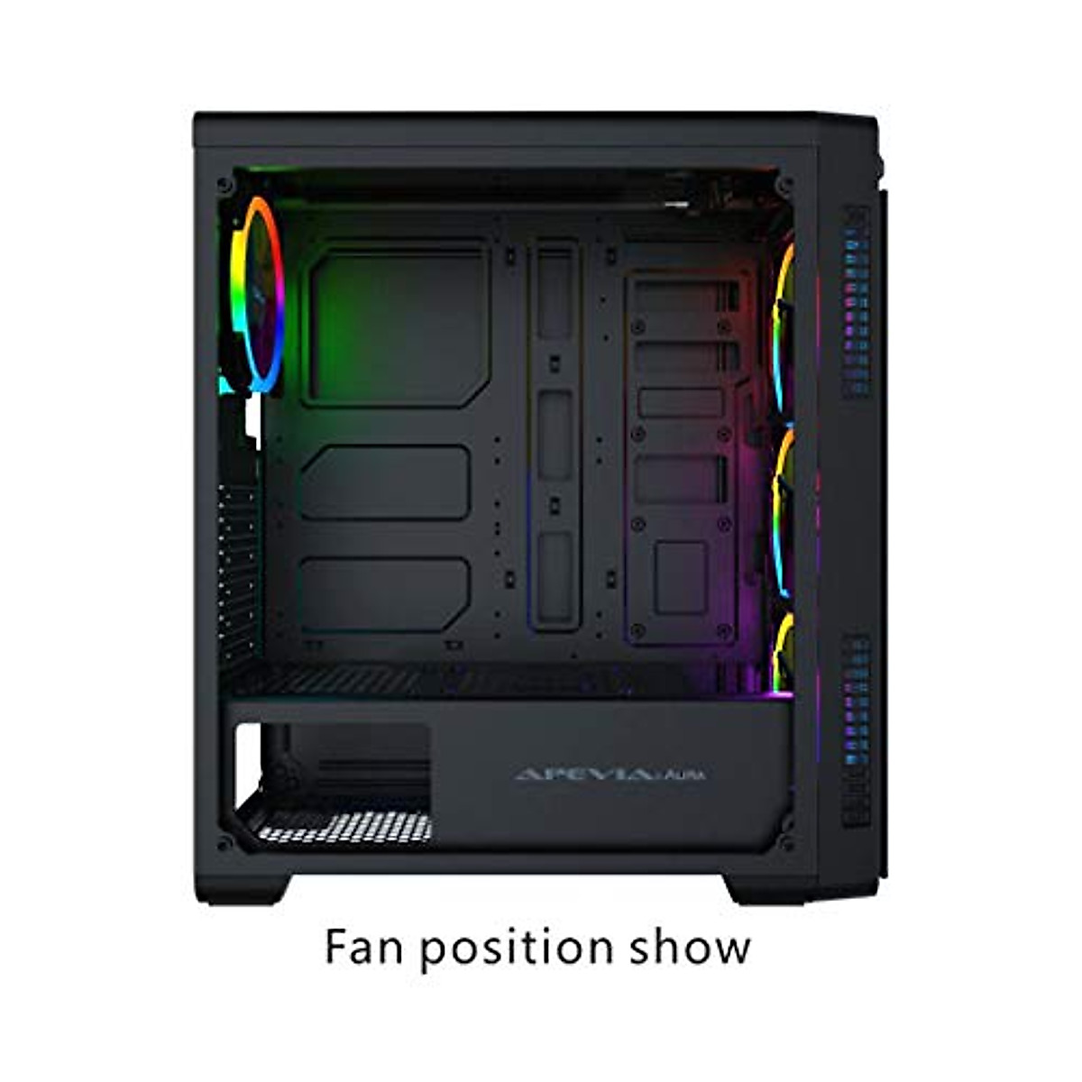 Apevia Aura-S-PK Mid Tower Gaming Case with 2 x Full-Size Tempered Glass Panel, Top USB3.0/USB2.0/Audio Ports, 4 x RGB Fans, Pink Frame