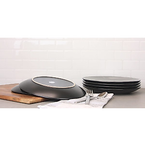 Two Tone Coupe 10.5” Dinner Plate Set Of 6, Black/Gray