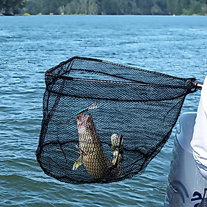 Goture Fishing Folding Landing Net Fishing Nets for Fish with Long Aluminum Handle, Telescoping Pole Handle for Saltwater & Freshwater, Easy Catch & Release, Extending to 70.8/82.7