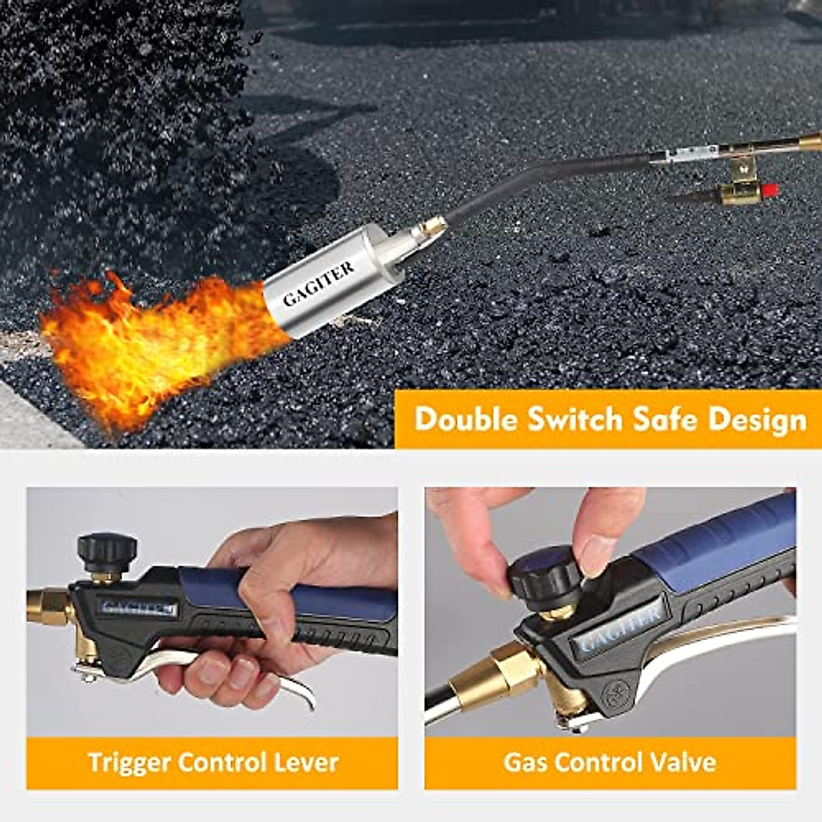 Propane Torch Weed Burner Kit,Weed Torch 800,000 BTU Blow Torch with 9.8 FT Hose Heavy Duty Flamethrower with Turbo Trigger for Flame Weeding,Roofing, Melting Ice Snow (blue)
