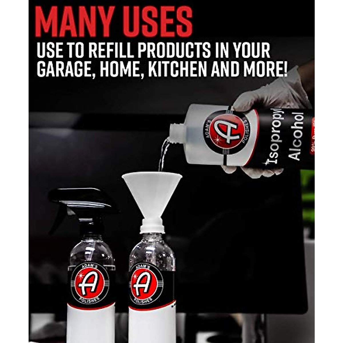 Adam's EZ-Fill Threaded Funnel - Twist On Empty Spray Bottle Refill Funnel | For Home, Car Detailing. Cleaning Supplies, Kitchen, Bath, Essential Oils, Powders | Universal Fit For Various Size Bottles