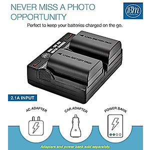 BM 2-Pack of LP-E6N Batteries and Dual Battery Charger for Canon EOS R, EOS R5, EOS 90D, EOS 60D, EOS 70D, EOS 80D, EOS 5D II, 5D III, 5D IV, EOS 6D, EOS 6D II, EOS 7D, EOS 7D II, XC10, XC15 Cameras