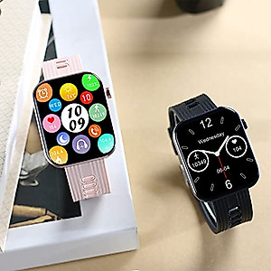 Bzdzmqm Smart Watch for Android Phones for iPhone, 1.96-inch HD Large Screen Smartwatch, Bluetooth Call Health Detection with Password Lock Sports Watch with Text and Call