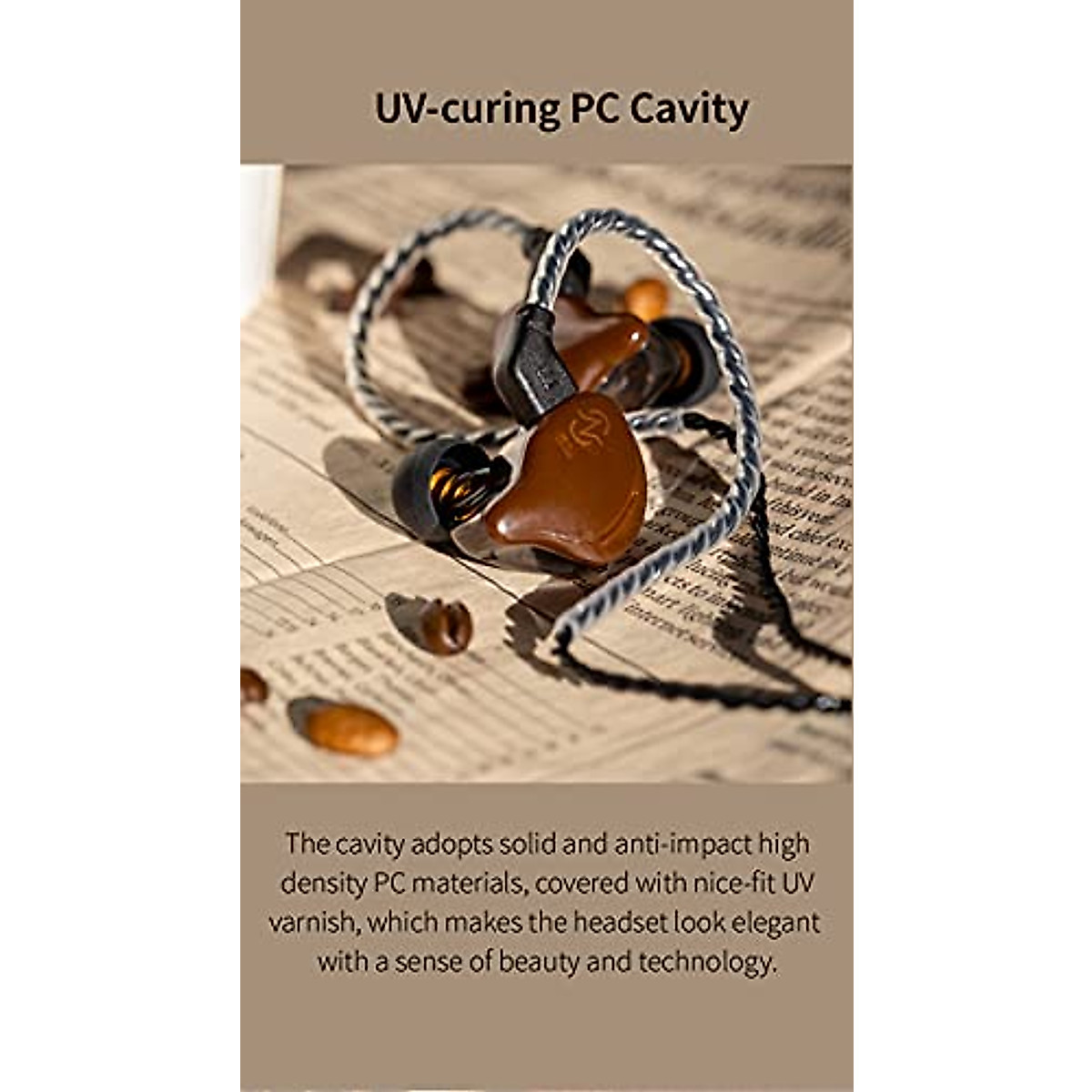 In Ear Monitor CCZ Coffee Bean, Stereo Wired Headphones, Dual Magnetic Circuit Dynamic Driver In-ear HiFi Earphone, Noise Cancelling Headphones With 0.78mm 2Pin Detachable Cable (With MIC, black)