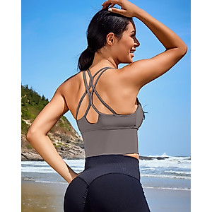 XUNYU Women Sports Bras Longline Fitness Crop Tops Tank Gym Camisole Strappy Criss Cross Yoga Workout Running Shirts