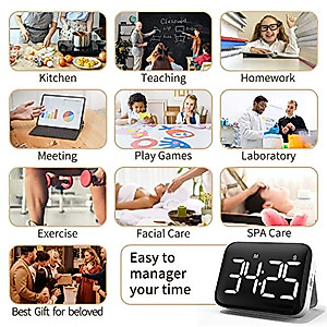 NOKLEAD Digital Kitchen Timer - Magnetic Countdown Count Up Timer with Large LED Display, 2 Brightness, Loud Volume, Easy for Cooking and for Kids Teachers and Seniors to Use (Batteries Included)