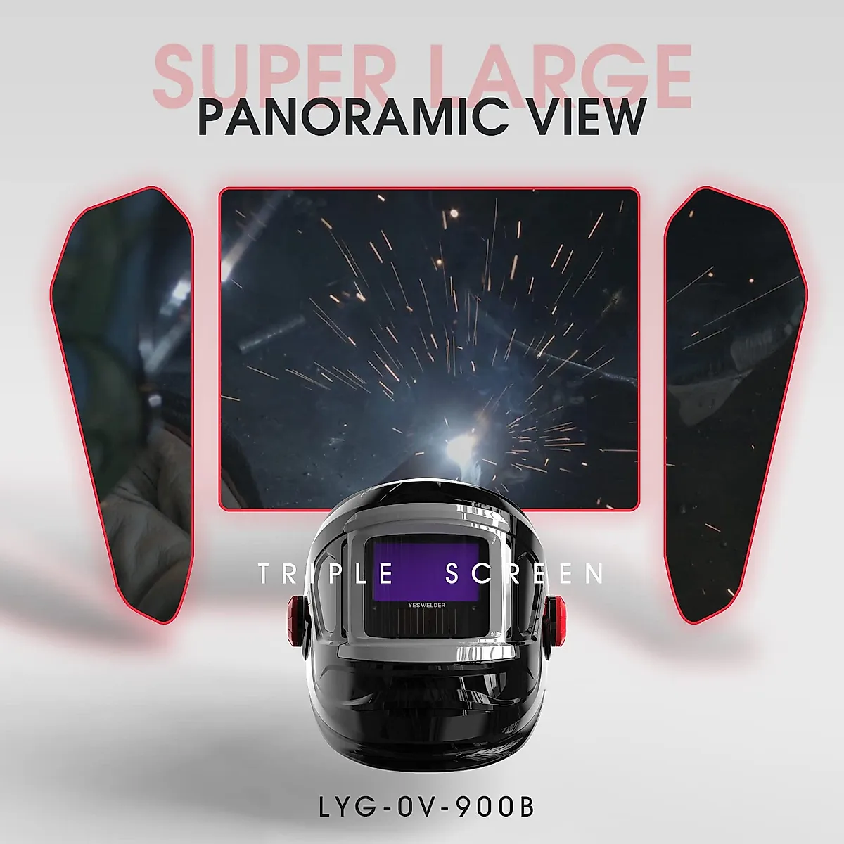 YESWELDER Large Viewing Flip Up Design Auto Darkening Welding Helmet with Side View, Digital Welding Lens，1/1/1/1 True Color 4 Arc Sensor Welder Mask