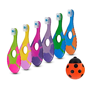 AllSett Health 6 Pack - Baby Toothbrush, 0-2 Years, Soft Bristles, BPA Free | Toddler Toothbrush, Infant Toothbrush, Training Toothbrush, Includes Free Toothbrush Holder