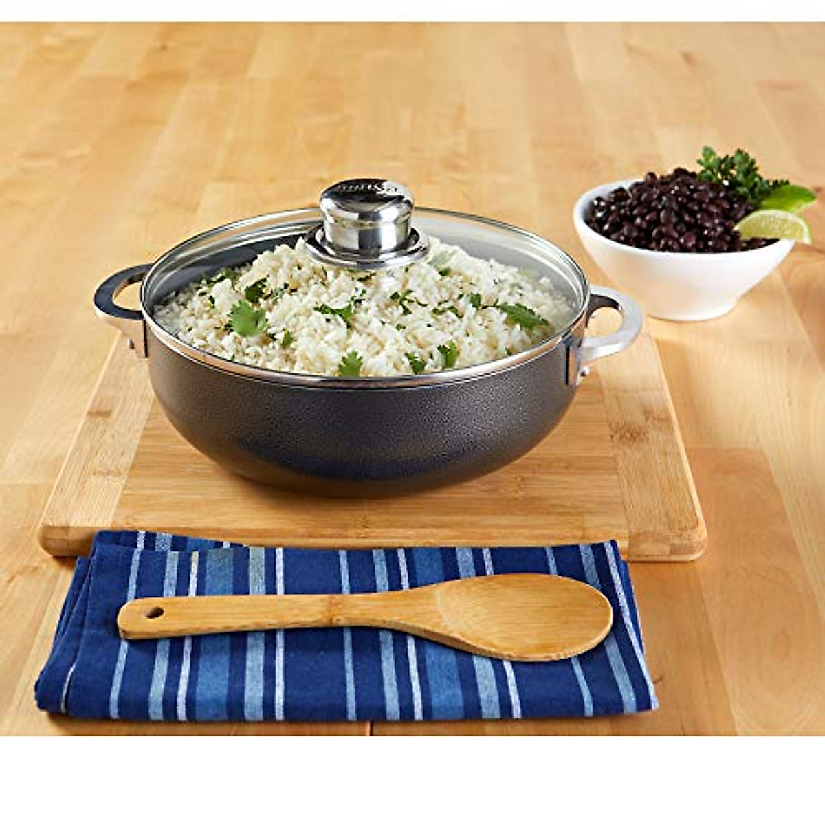 IMUSA USA Nonstick Dutch Oven with Glass Lid 3.2-Quart, Bronzed