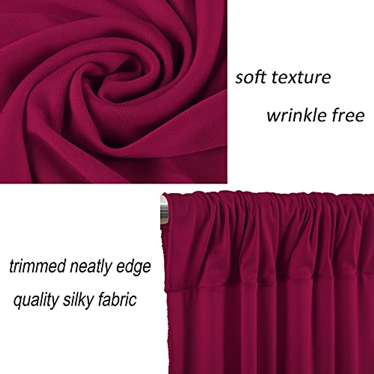 Burgundy Backdrop Curtain for Parties Wedding Wrinkle Free Maroon Photo Curtains Backdrop Drapes Fabric Decoration for Birthday Engagement Ceremony 5ft x 7ft,2 Panels